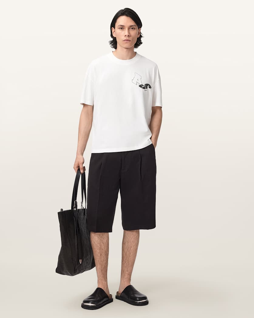 Castro Wide Leg Cotton Shorts Black | ALLSAINTS US